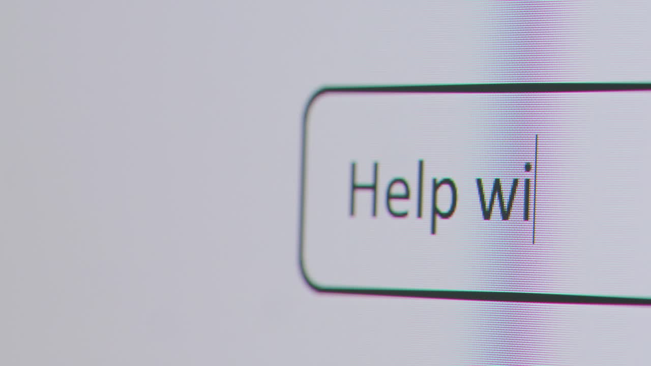 Close Up Of Screen With Person Typing Help With Utility Bills Help Into ...