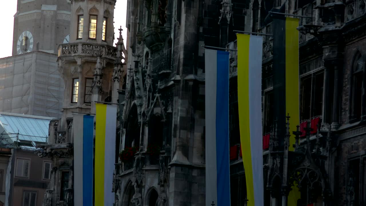 Bavarian Flags Gothic Facade Marienplatz Munich Free Stock Video ...