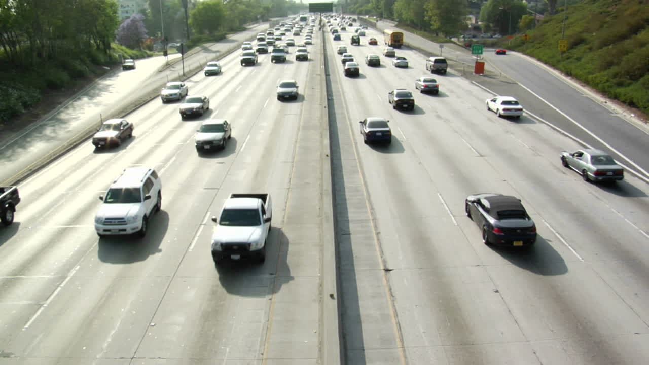 Traffic Moves Slowly Along A Busy Freeway In Los Angeles 17 Free Stock ...