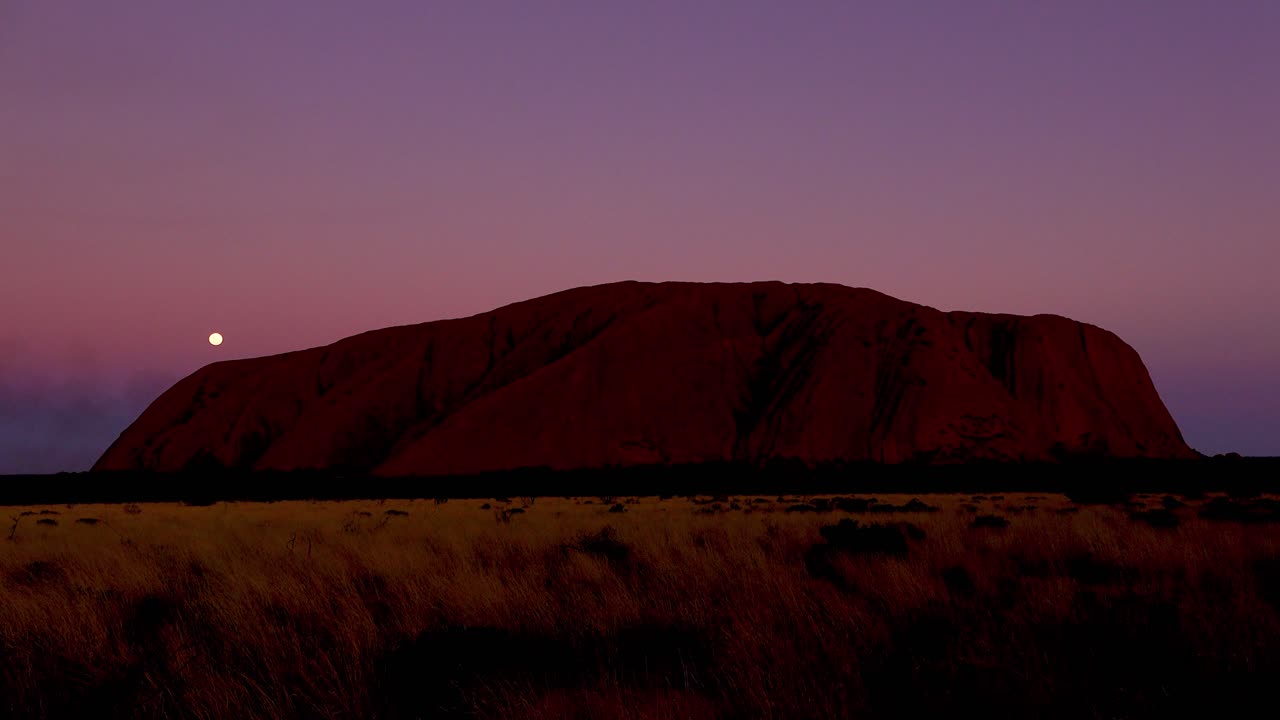 Night Full Moon Rising Over Ayers Rock Uluru Australia Free Stock Video ...