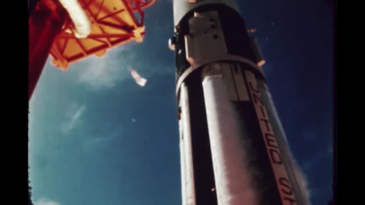 The Apollo 7 Rocket As Its Taking Off From Its Launch Pad Slow Motion ...