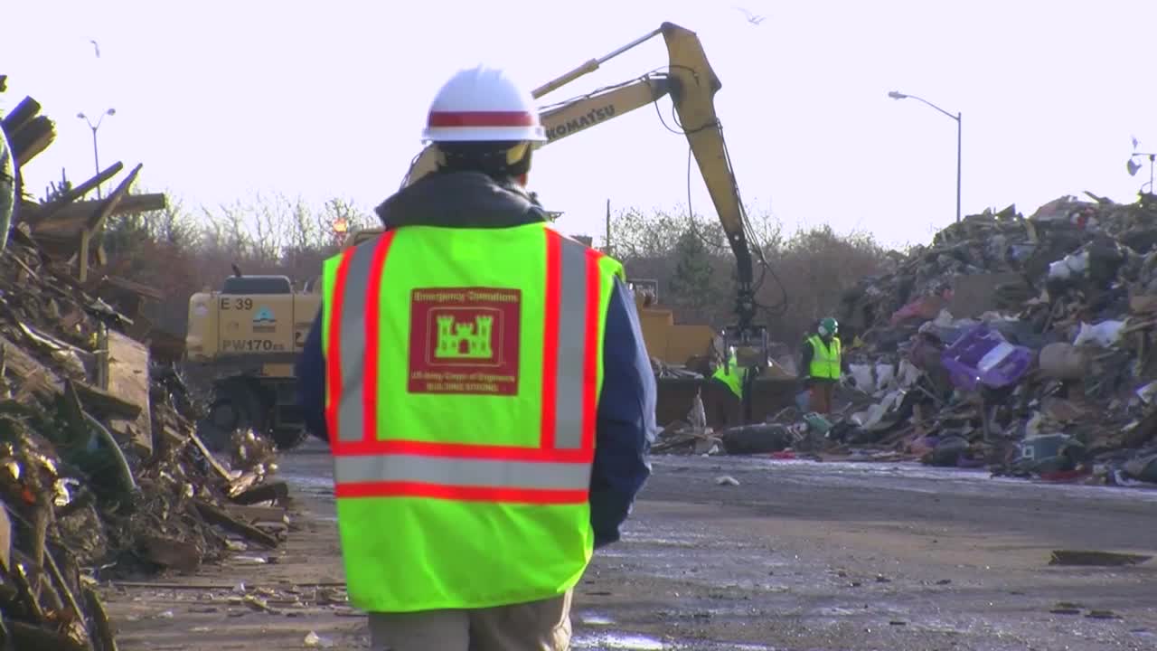Huge Piles Of Garbage And Rubble Are Bulldozed In A Junkyard Following ...
