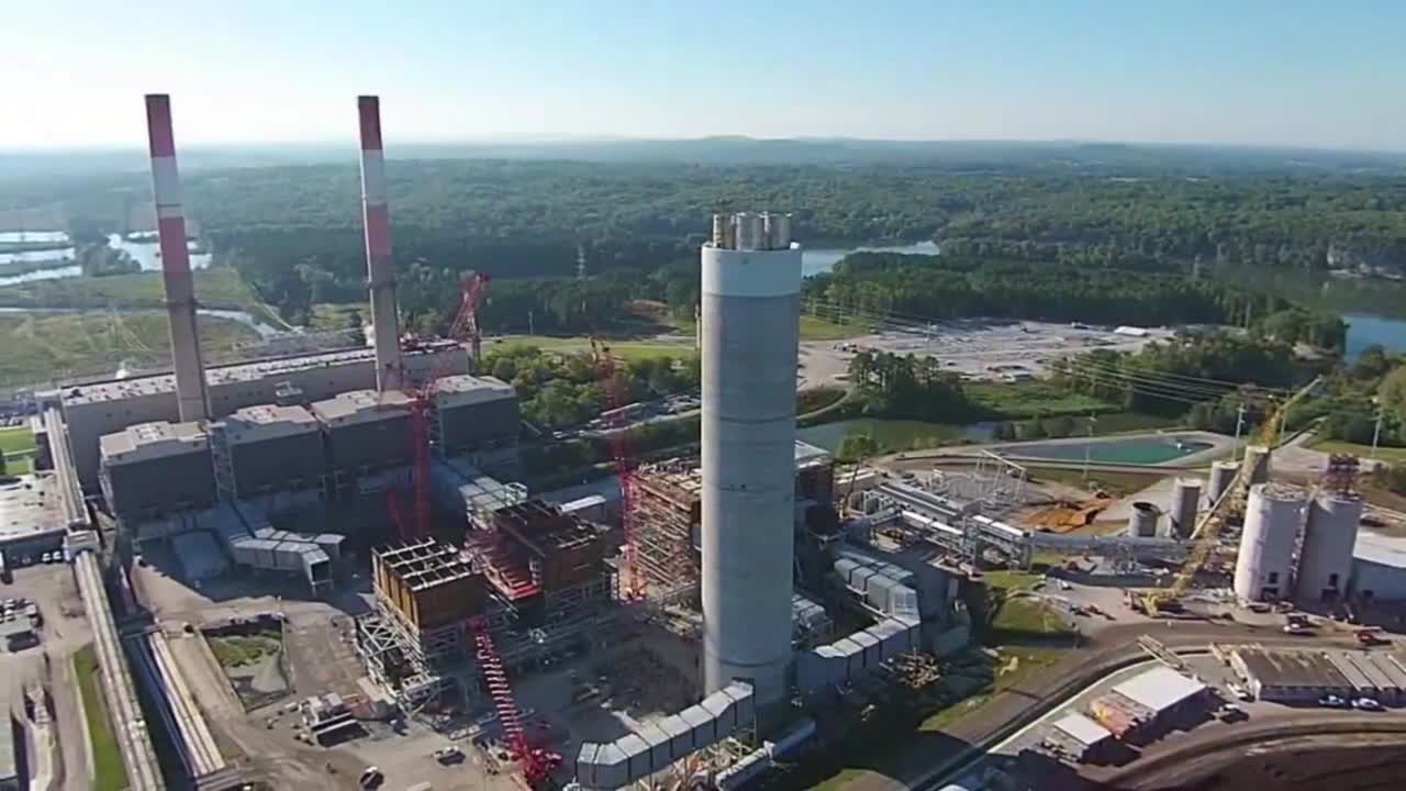 Aerial Over Hydroelectric Power Plant Operated By The Tennessee Valley ...