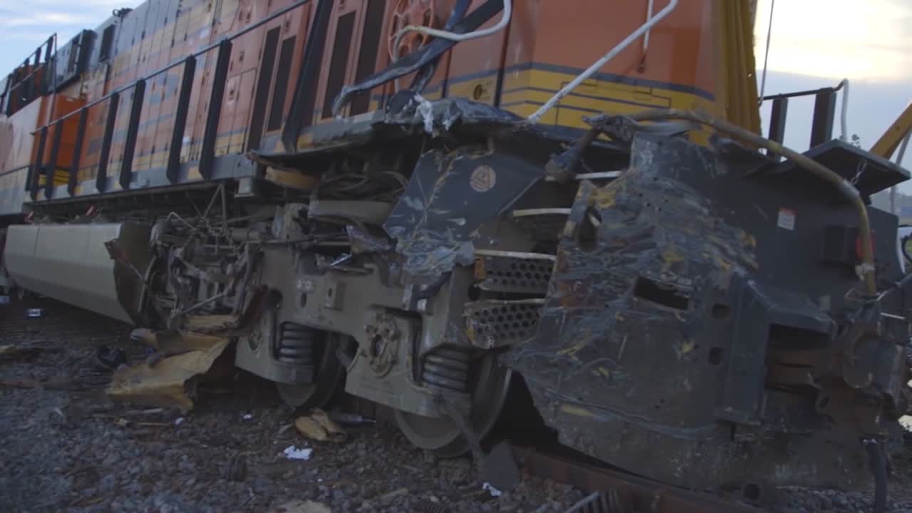 The Aftermath Of A Head On Collision Between Two Freight Trains In ...