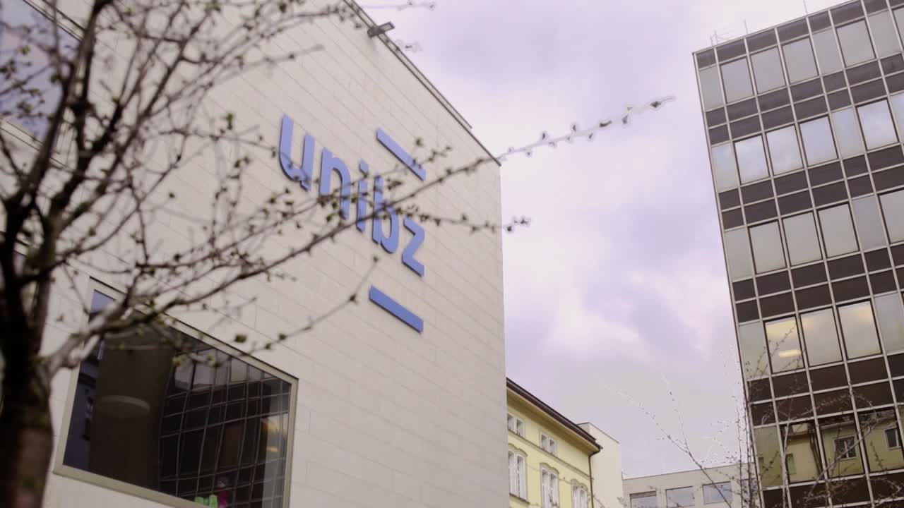 Logo "unibz" Of The Free University Of Bolzano Adorning The Main Facade ...