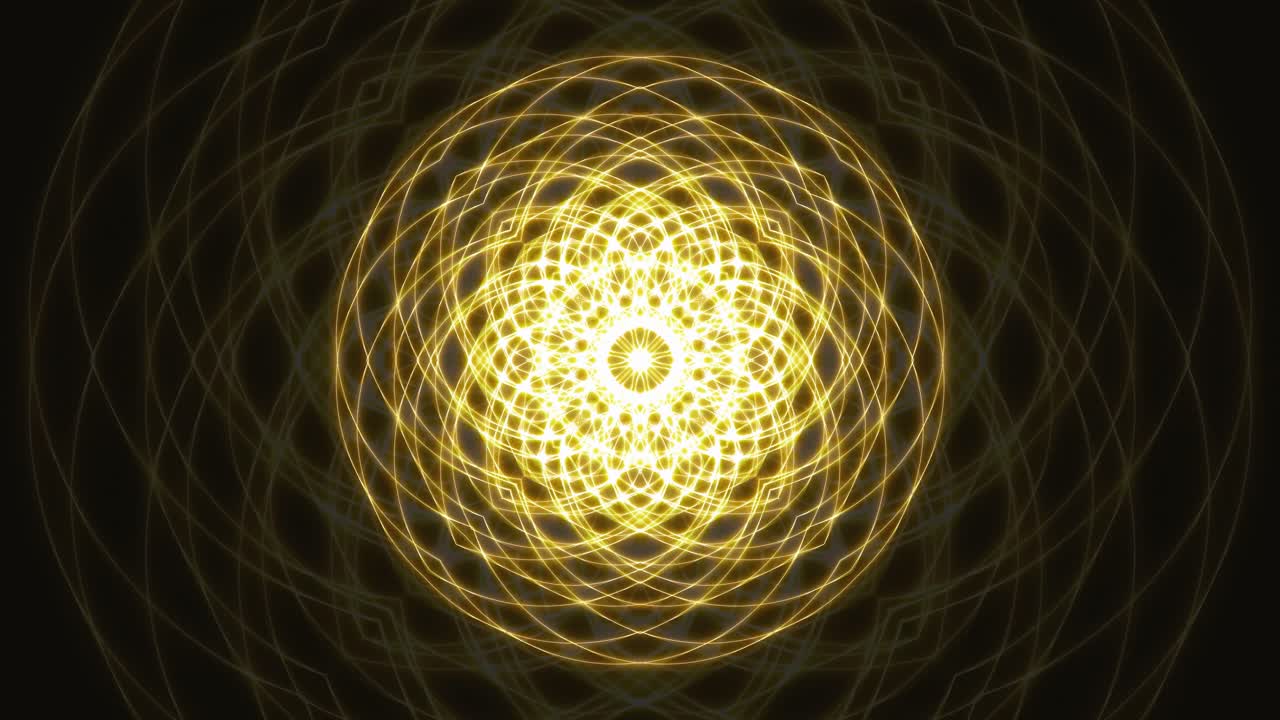 Yellow Sacred Geometry Sphere, Morphing Shapes, Seamless VJ Loop, Black ...