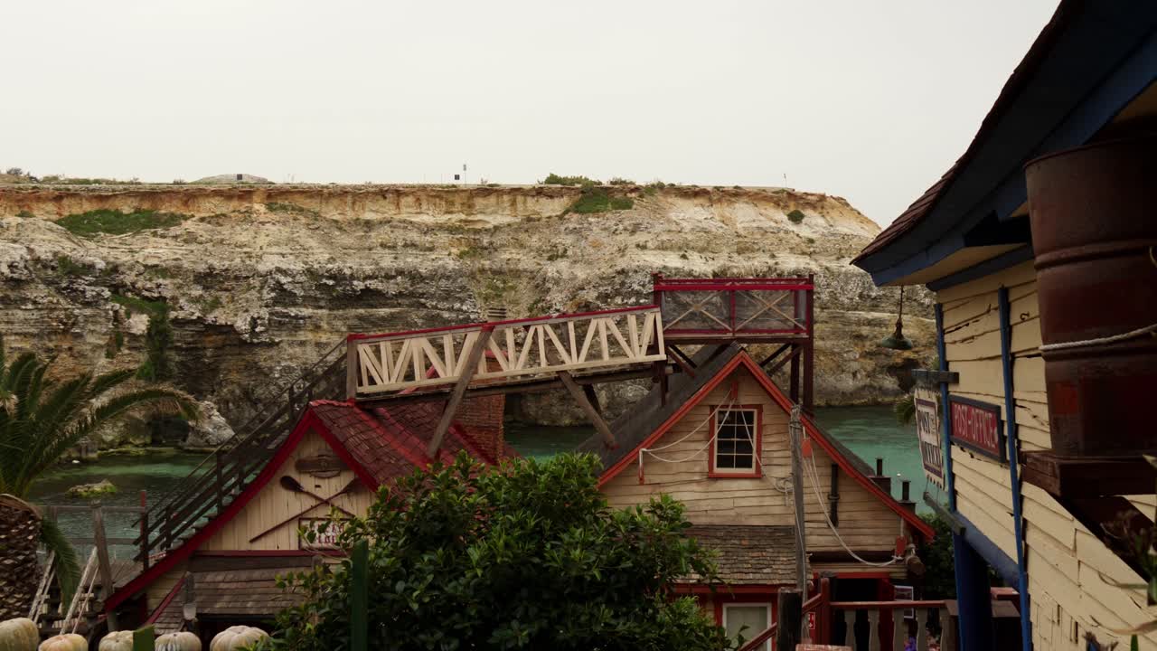 Bridge Between Two Rooftops In Popeye Village, Malta Free Stock Video ...