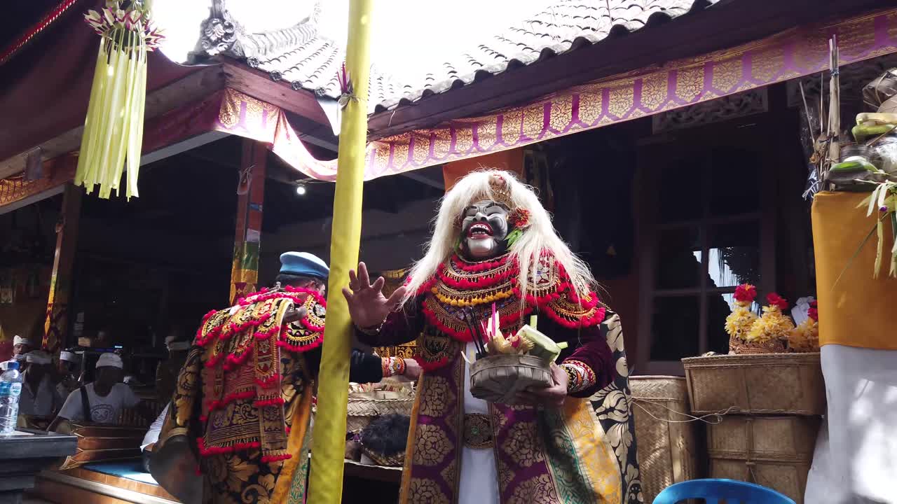 Balinese Masked Dancer Performs Bali Hindu Ceremony Topeng Drama ...