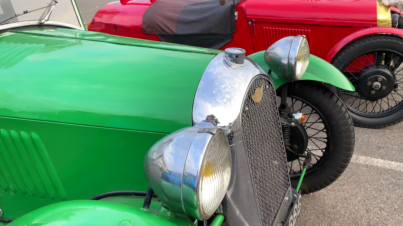 Three Classic Old Antique Racing Cars, Vintage Cars At A Parking In ...