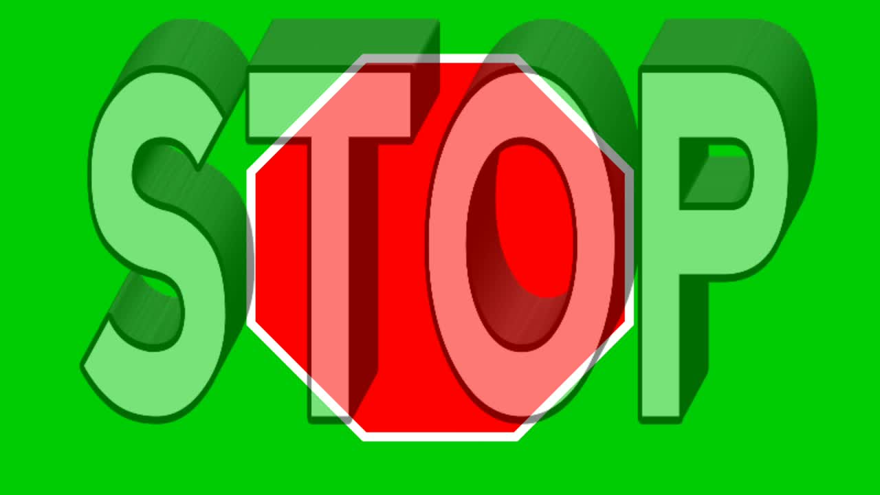 Stop Text Animation Motion Graphics Sign Symbol On Green Screen Free ...