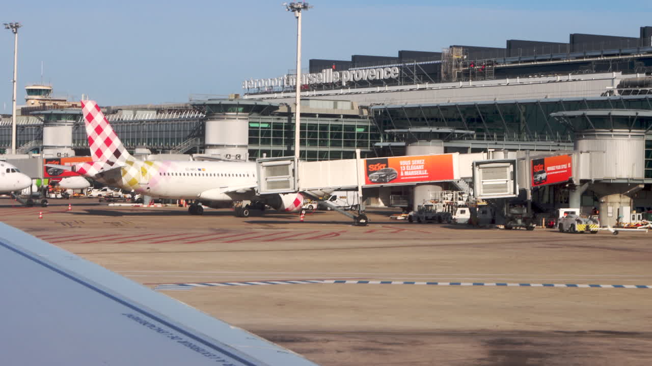 Marseille Providence Airport Terminal, Tarmac From Window Of Plane At ...