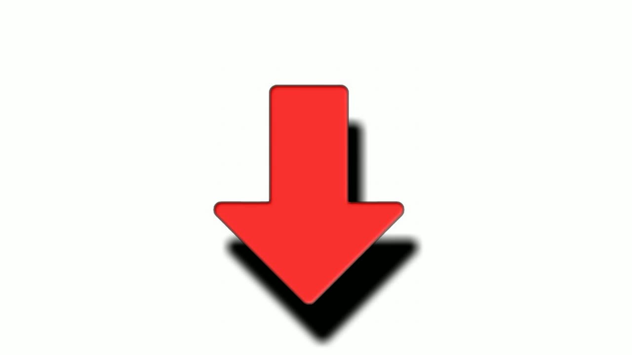 Down Arrow Sign Symbol With Shadow Animation On White Background, Red ...