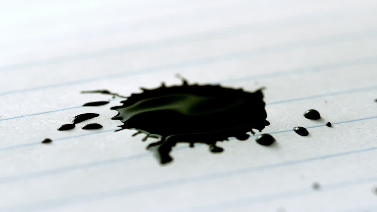 Black Ink Falling On Lined Paper Free Stock Video Footage Download Clips