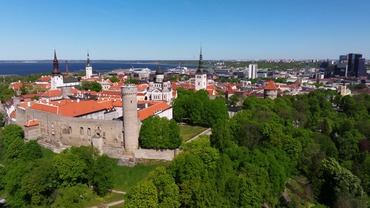 Cinematic Establishing Drone Shot Above Toompea Castle Free Stock Video ...