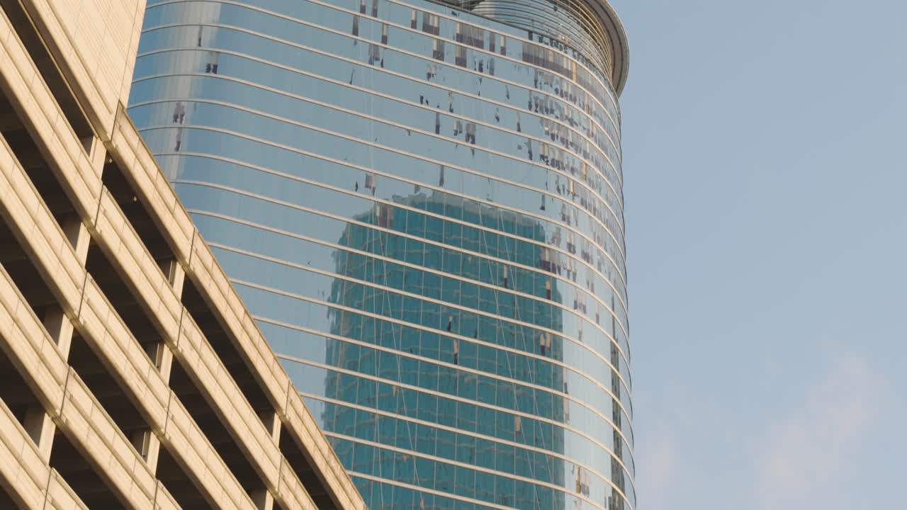Glass Skyscraper In Downtown Houston Damaged By Major Storm Free Stock ...