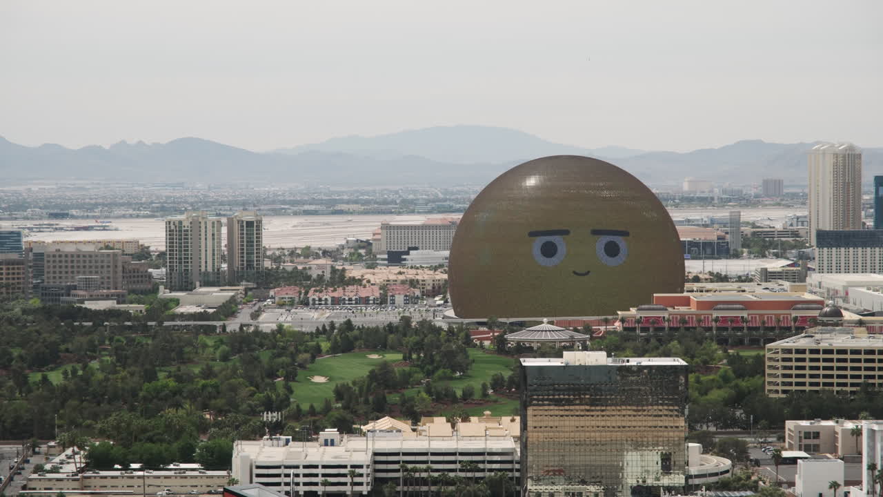 Iconic Giant Smiley Face On The Las Vegas Sphere Free Stock Video ...