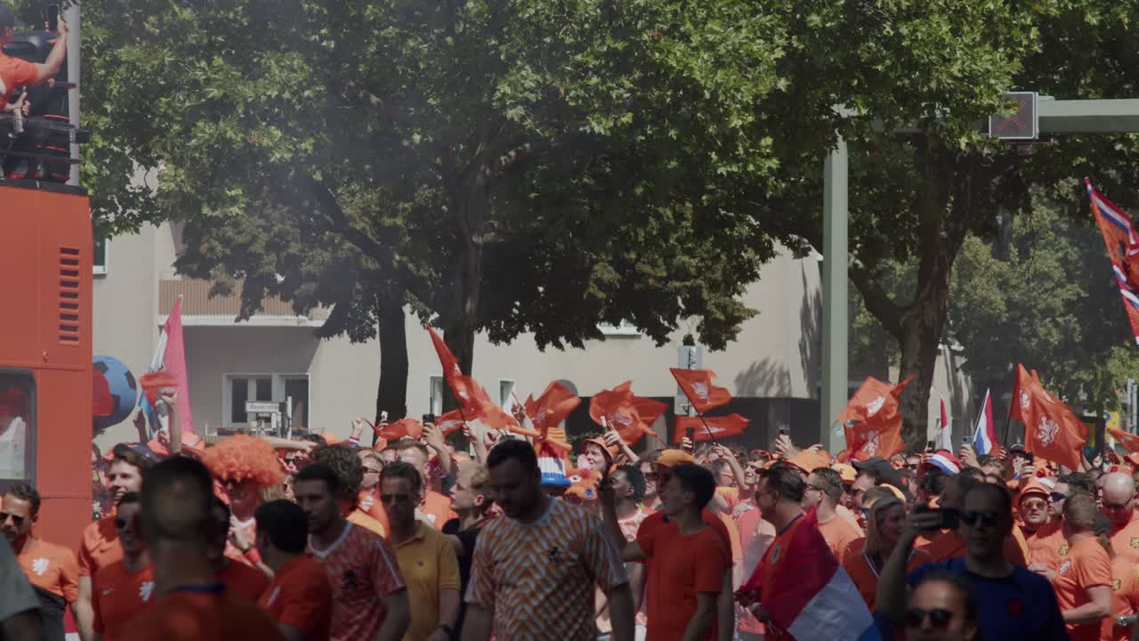Holland Fans Lunching With Flags During A Fan Walk At Euro 2024 Free ...