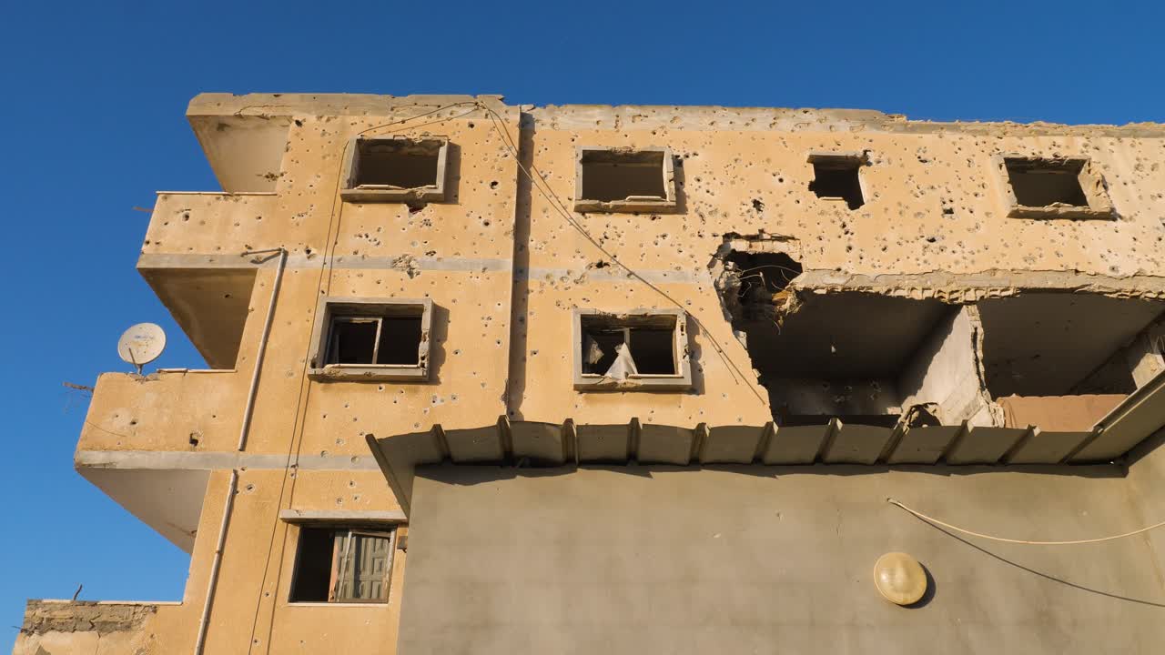 Demolished House In Gaza Strip With Bullet Holes On Wall In Israel ...