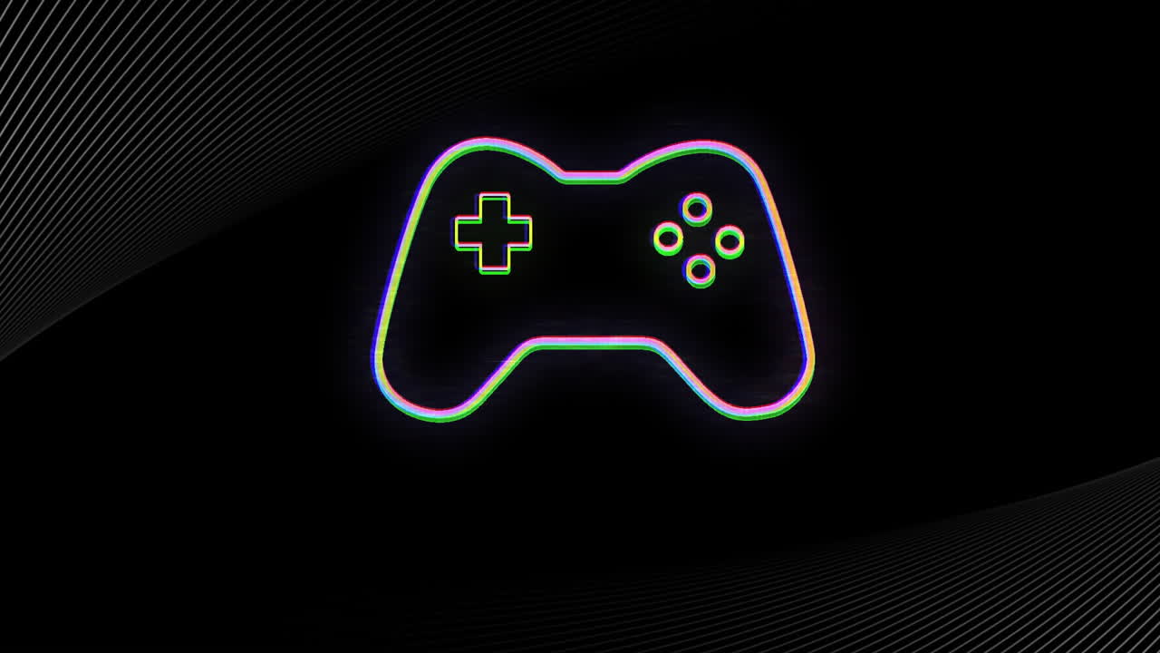 Game Controller Outline Animation Over Black Background With Curved ...