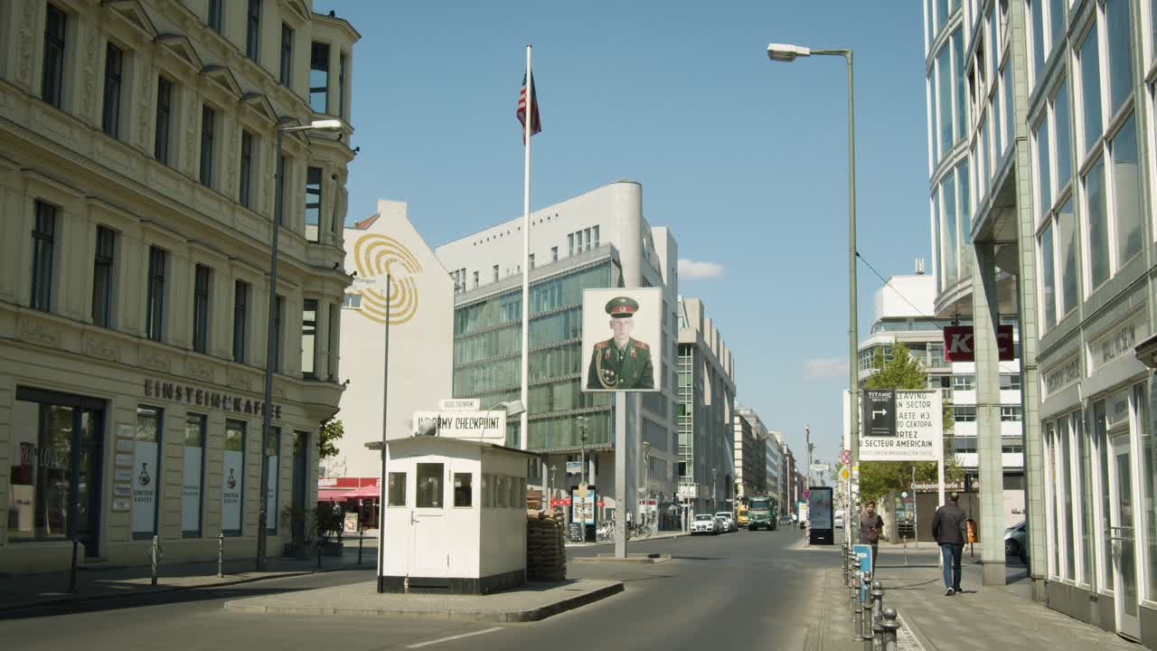 Historic Checkpoint Charlie Berlin Wall Crossing Point During Cold War ...