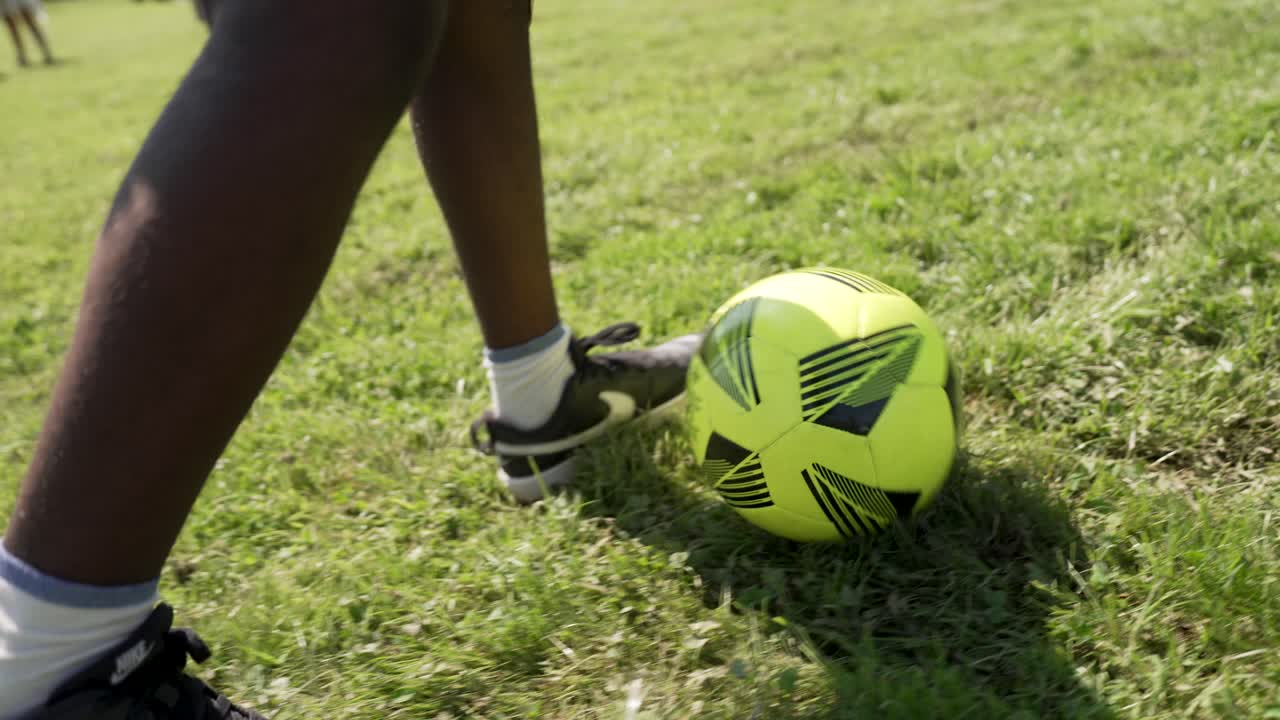 Focus On Legs Of African American Football Player Doing Footwork On The ...