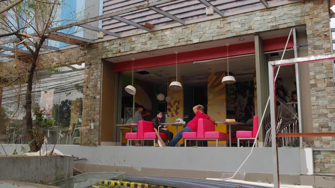 Fast Food Restaurants Gets Destroyed By Typhoon Free Stock Video ...