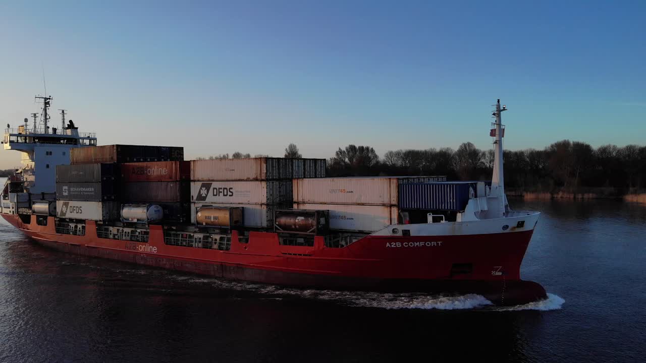 A2B COMFORT Container Ship Loaded With Intermodal Containers Sailing At ...
