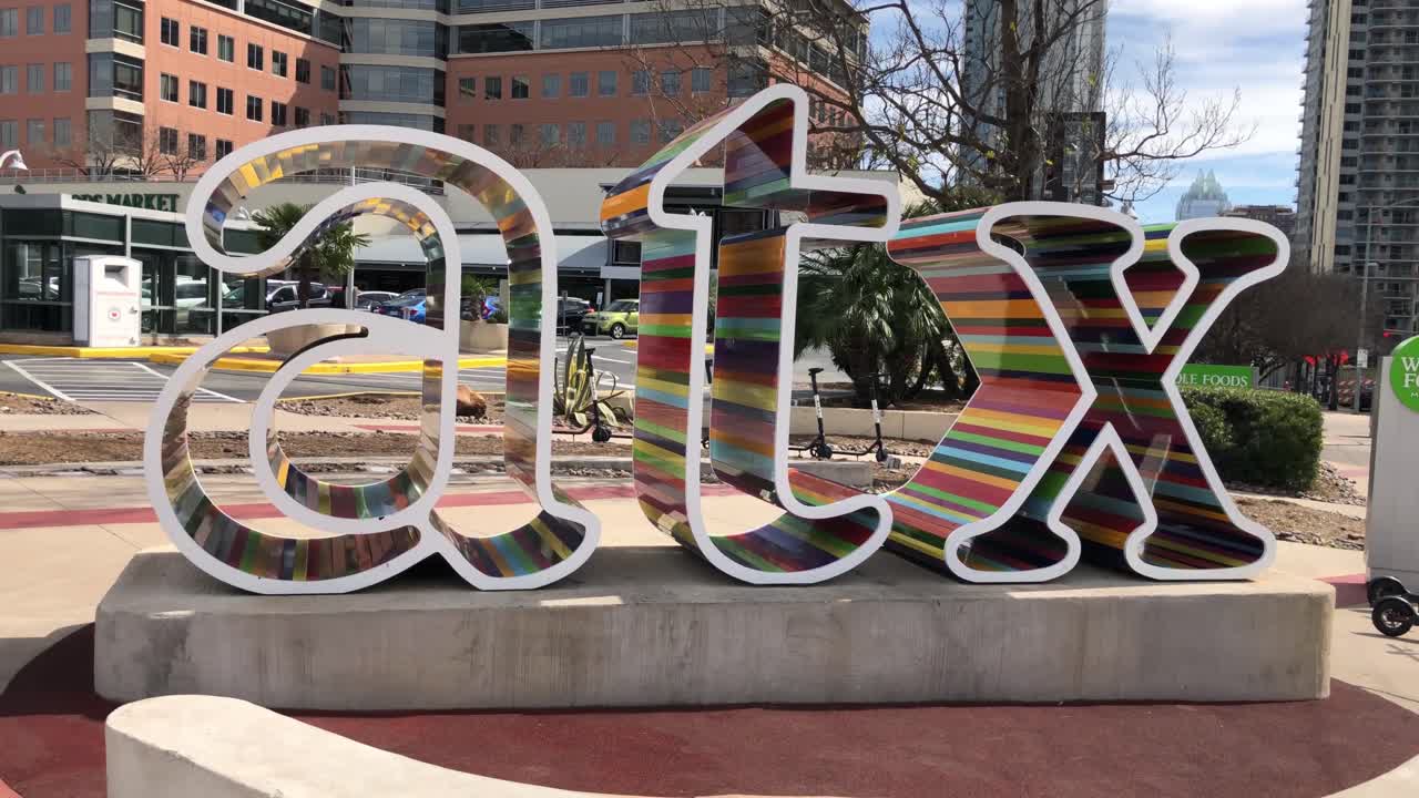 The ATX Sign At The Corner Of Lamar Blvd, And 5th Street Near Austin's ...