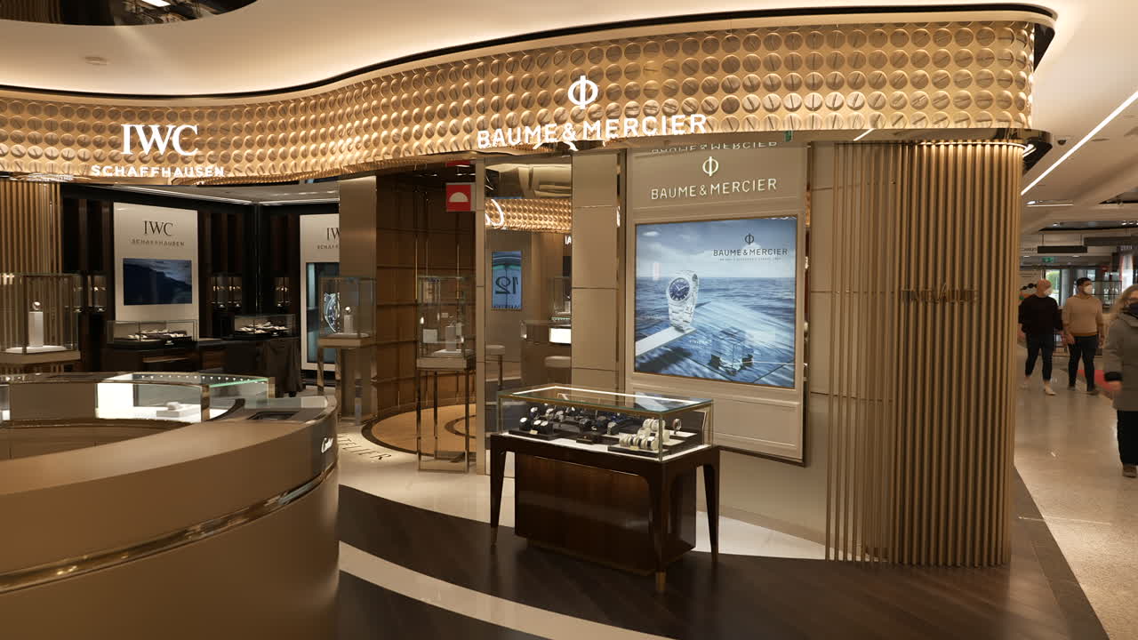 Inside Luxury Watch Shop With Extravagant Valuable Wristwatch Branding ...