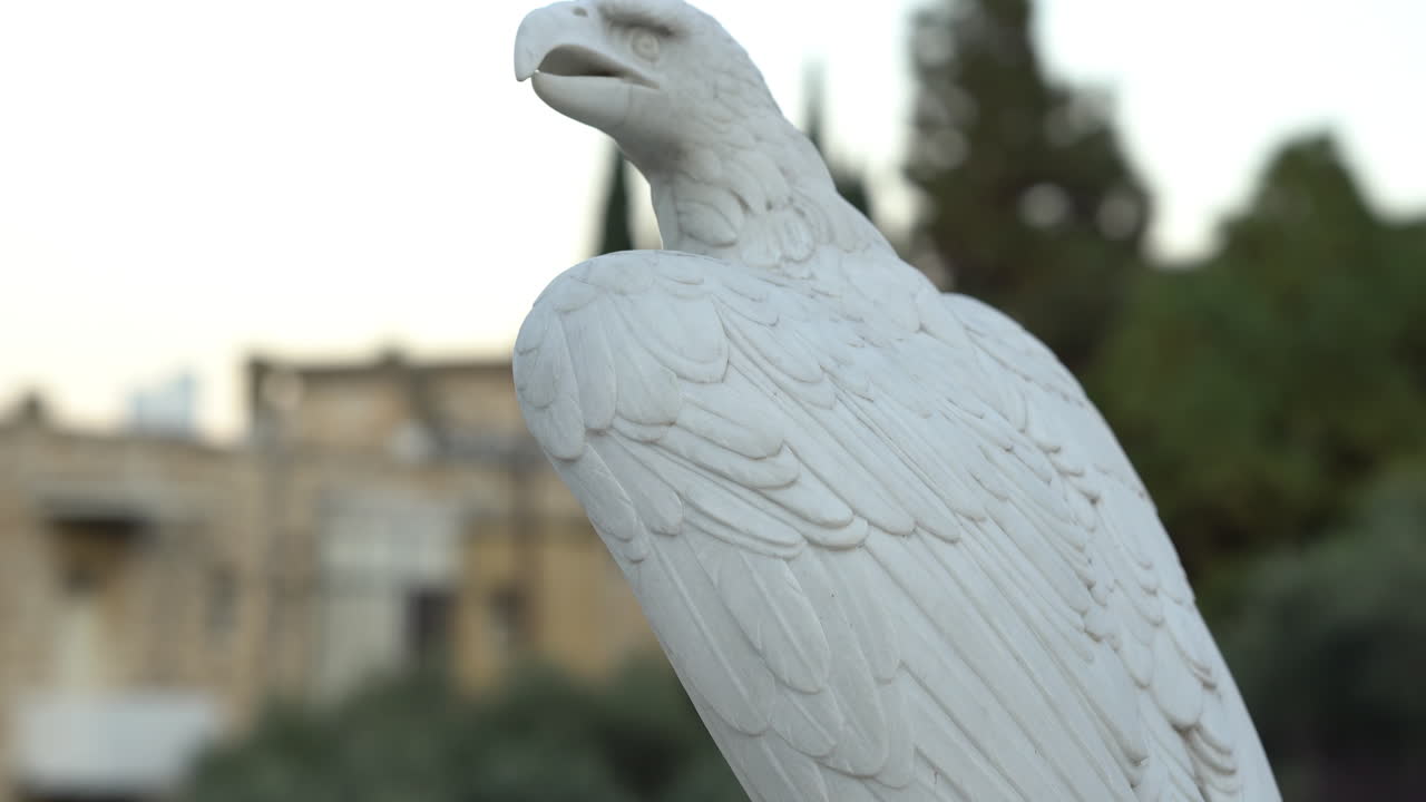 Haifa Israel Jan 26 2023: A Statue Of An Eagle At The Bahai Gardens ...