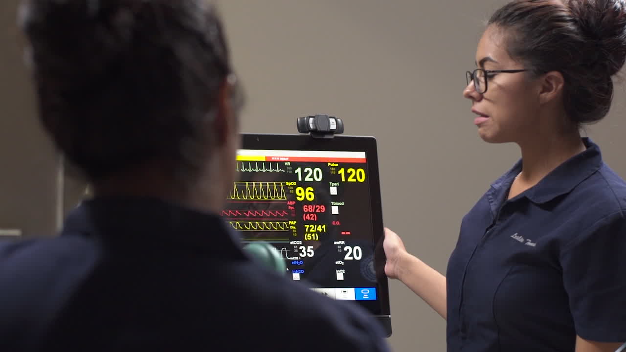 Nurse Student Shows How To Use Vital Signs Machines Free Stock Video ...
