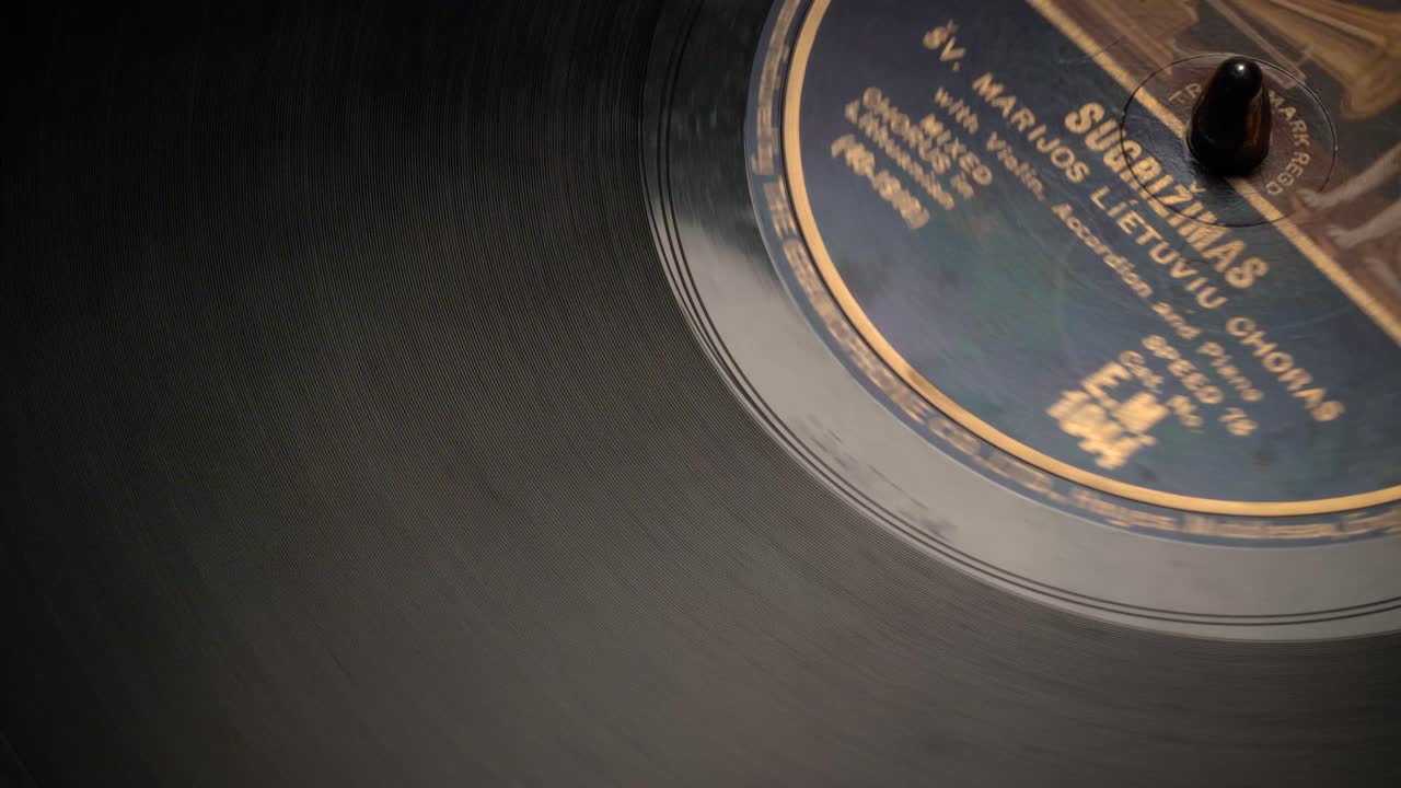 Ancient Vinyl Recording Rotating On A Turntable Free Stock Video ...