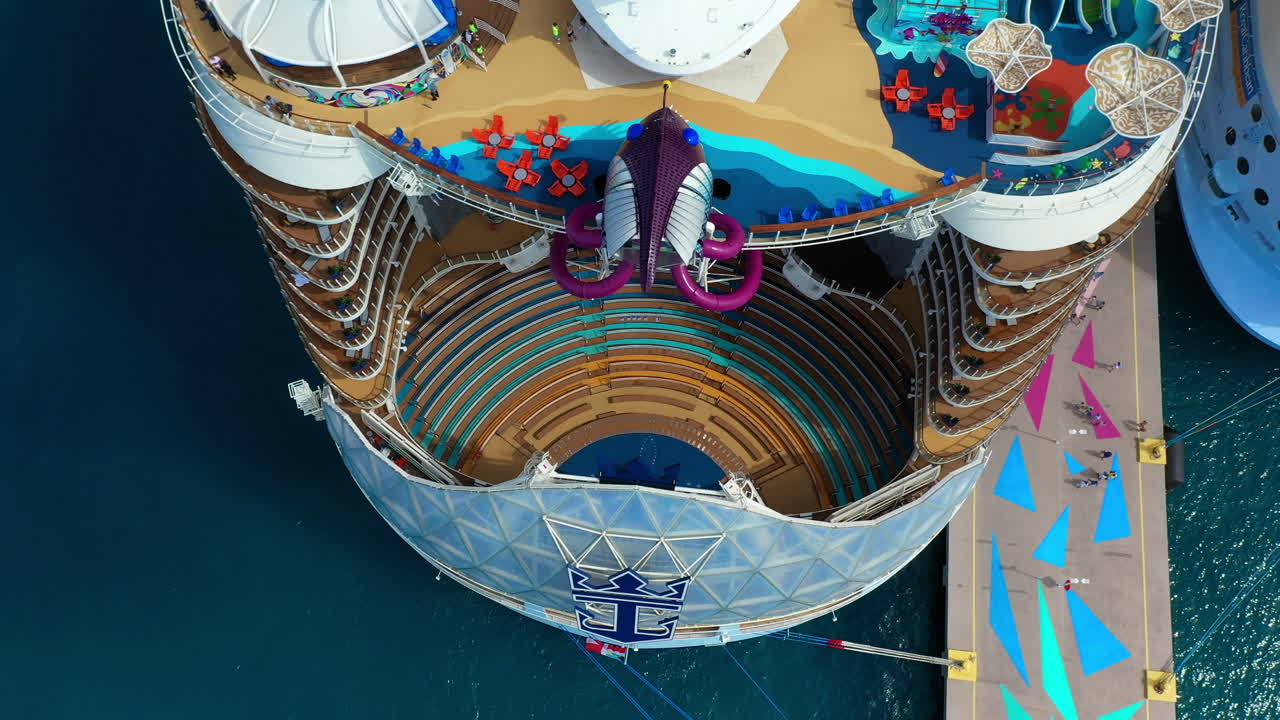 Cinematic Drone Shot Of The Aft Of The Wonder Of The Seas Royal ...