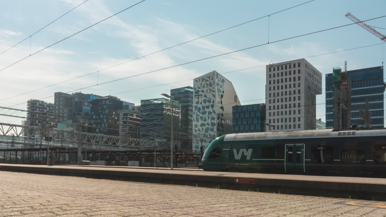 Busy Train Station Commuter Traffic In Oslo City Centre, Time Lapse ...