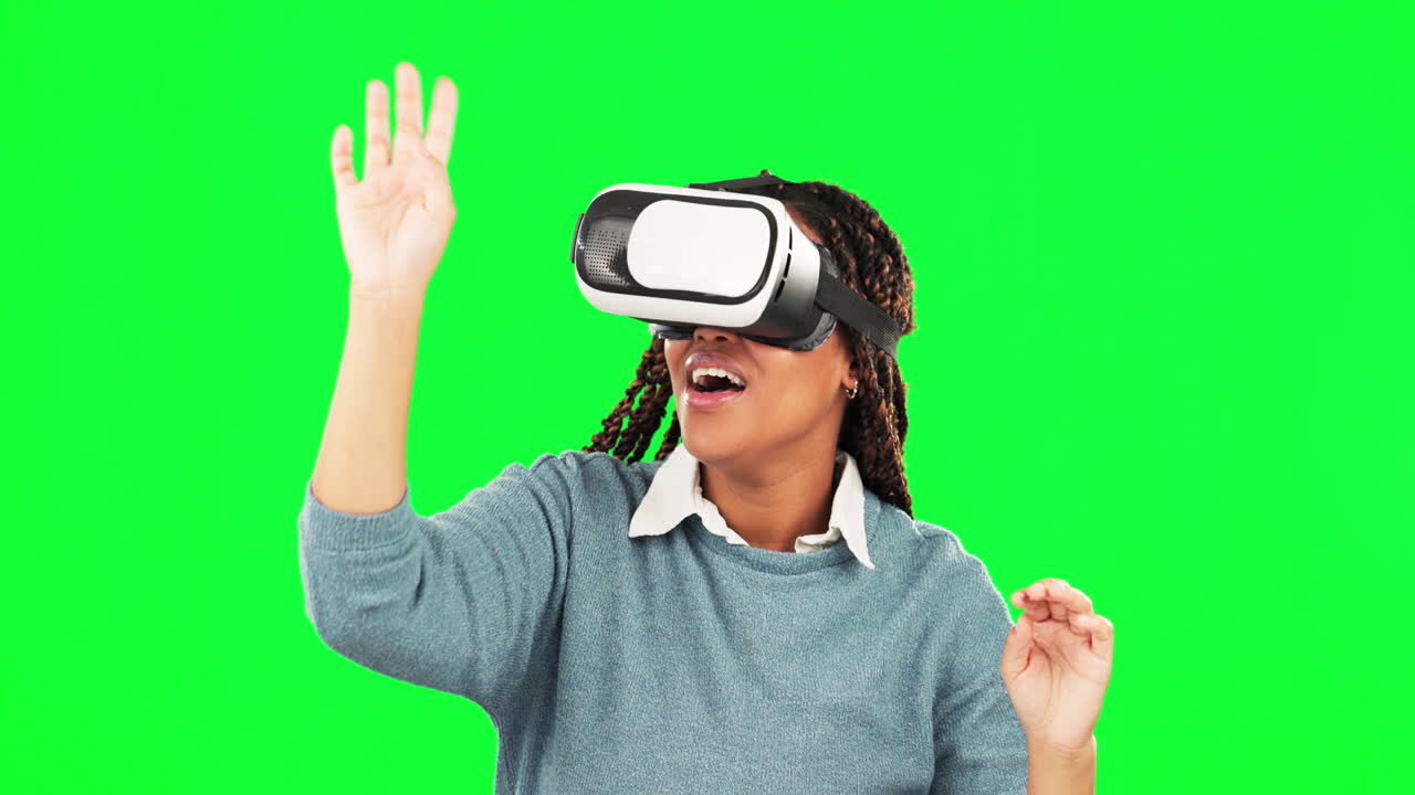 Virtual Reality, Touch And Green Screen Of Excited Free Stock Video ...
