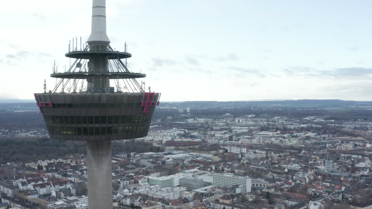 Orbit Shot Around Platform On Colonius Telecommunications Tower With ...
