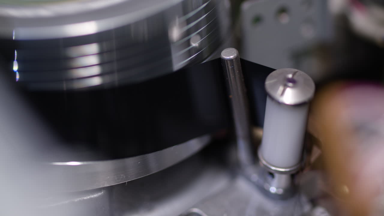 Tight Close-up Shot Of A Vintage VHS Tape Recorder - Record Starts ...