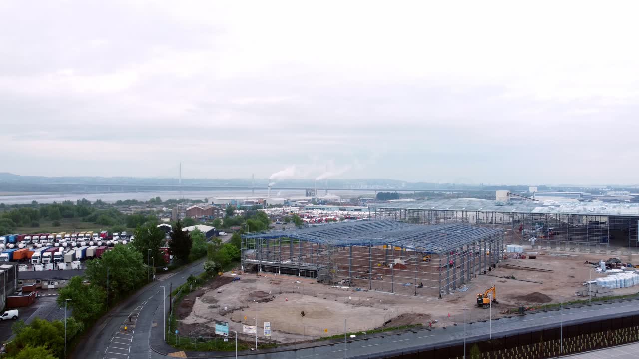 Incomplete Industrial Building Assembly Construction Site Steel ...