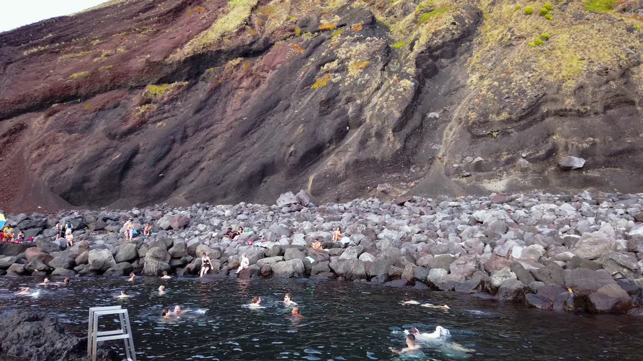 People In Azores Taking Bath In Volcanic Thermal Spring At Coastline ...