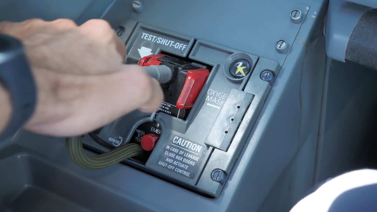 Pilot Hand Checking Eros Oxygen Mask Free Stock Video Footage Download ...