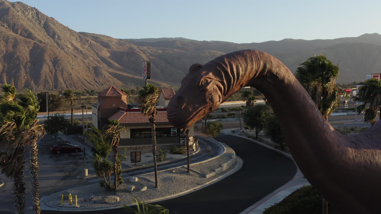 Aerial View Of The Brontosaurus Head, One Of The Cabazon Dinosaurs ...