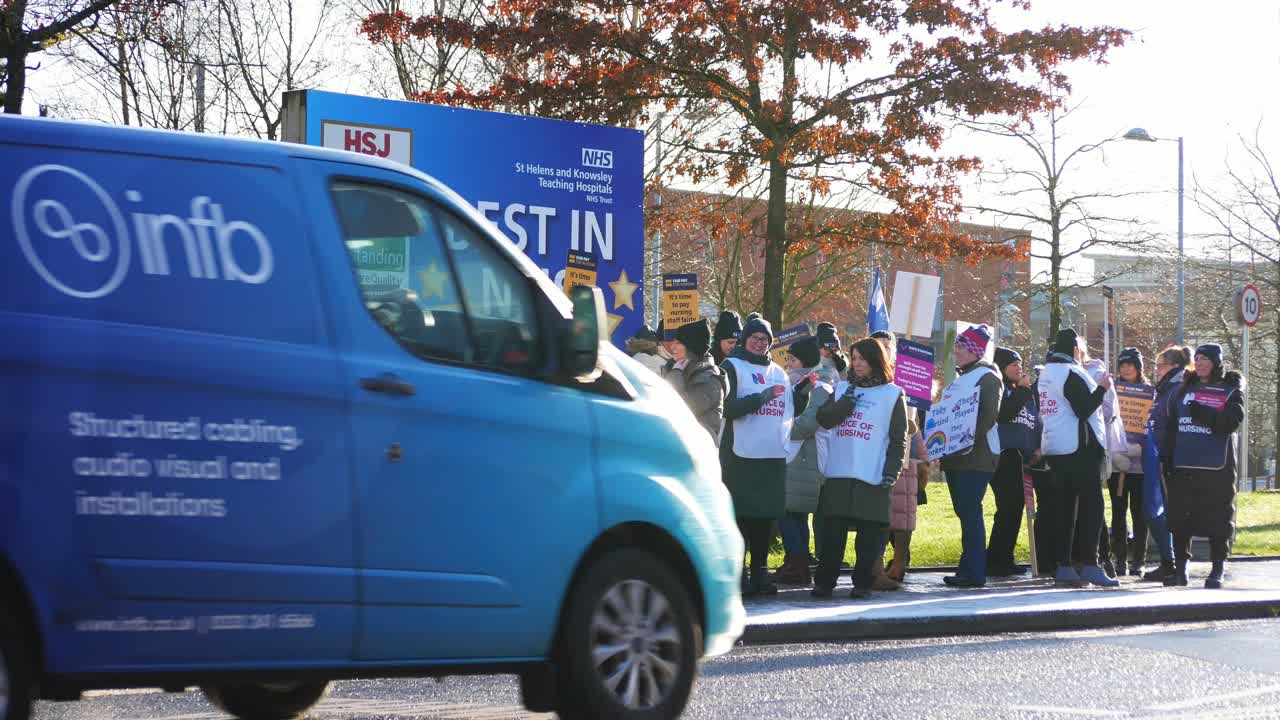 NHS Nurses Strike For Fair Pay And Better Care Outside St Helens ...