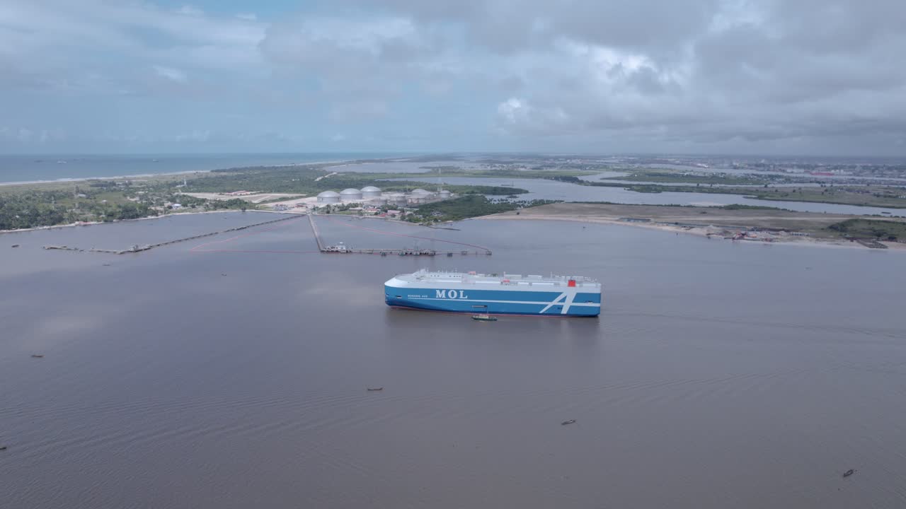 Victoria Island, Lagos, Nigeria -December 20 2022: Cargo Ship In The ...