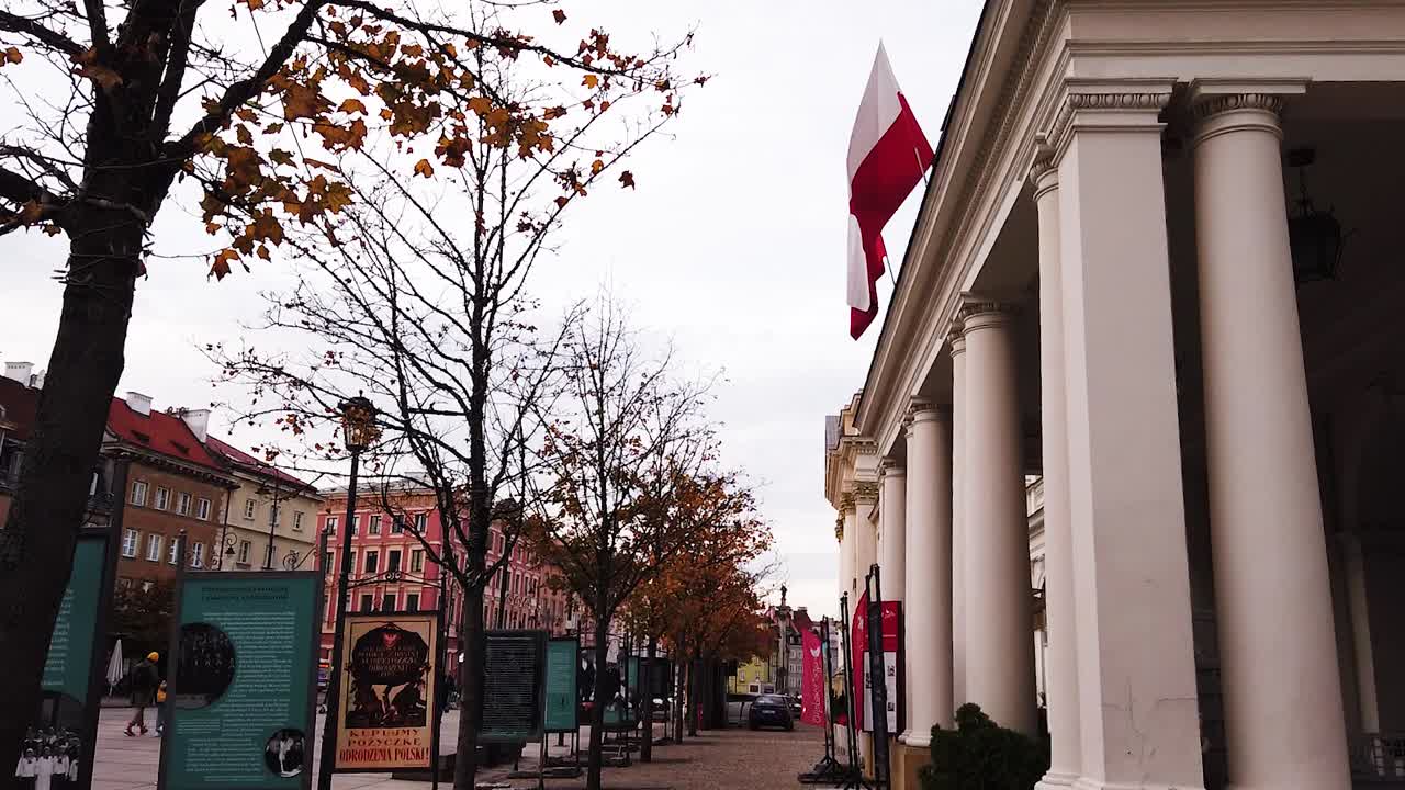 Beautiful View Of Poland Old Town With Polish Flags On Top Of White ...