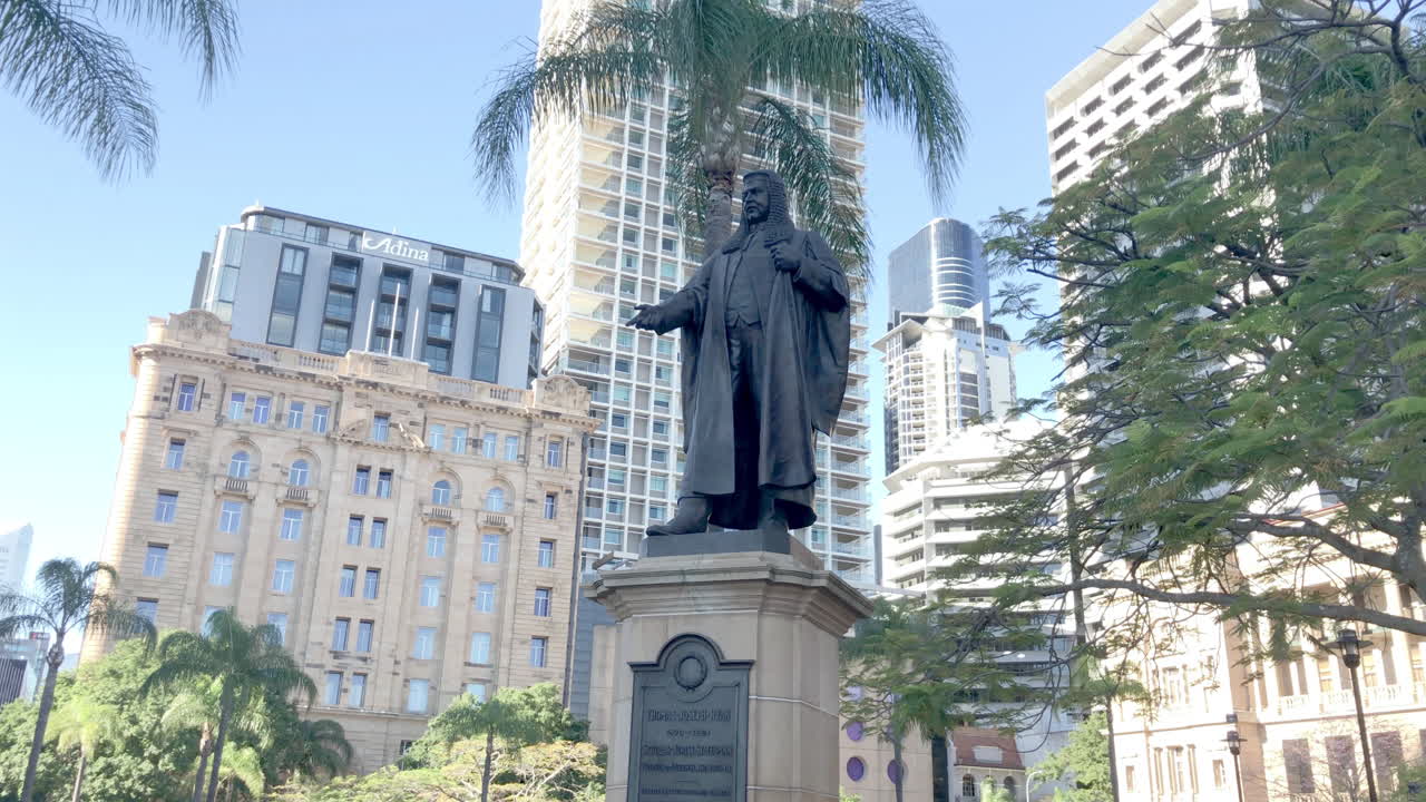 Thomas Joseph Ryan Statue Brisbane City With Tall Buildings And Green ...