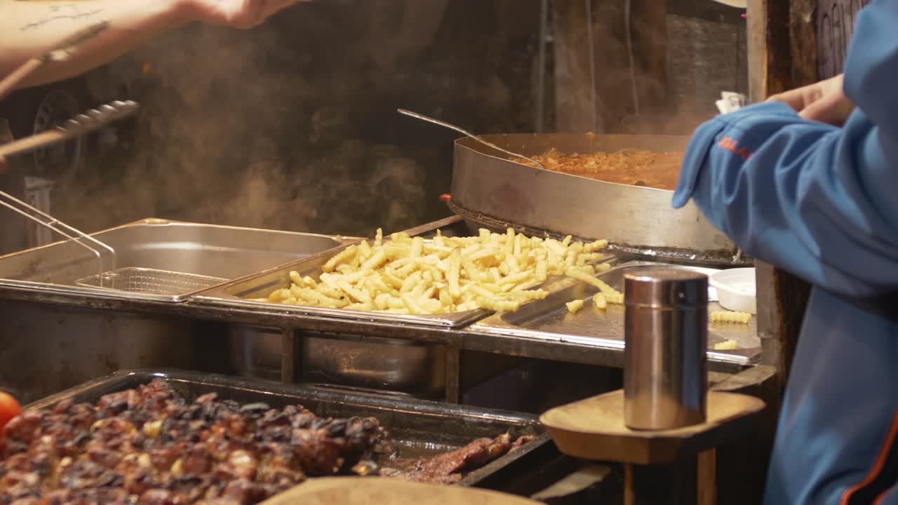 Man Selling French Fries Free Stock Video Footage Download Clips