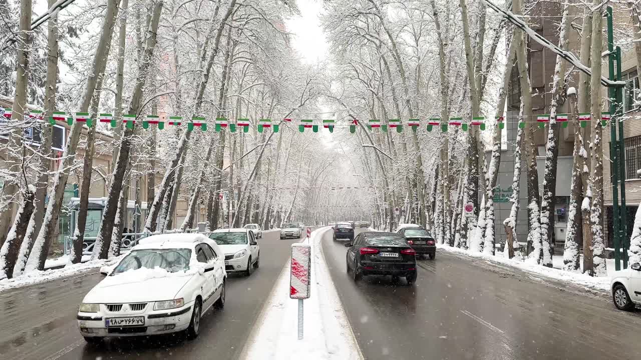 Symmetric View Of A Scenic Street In Tehran Iran Snow Landscape ...