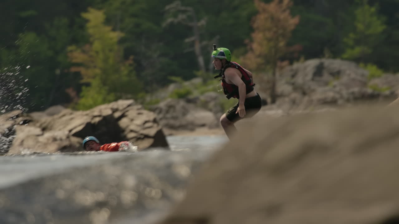 Rescue Workers Training To Swim The White Water Rapids Of The Ottawa ...