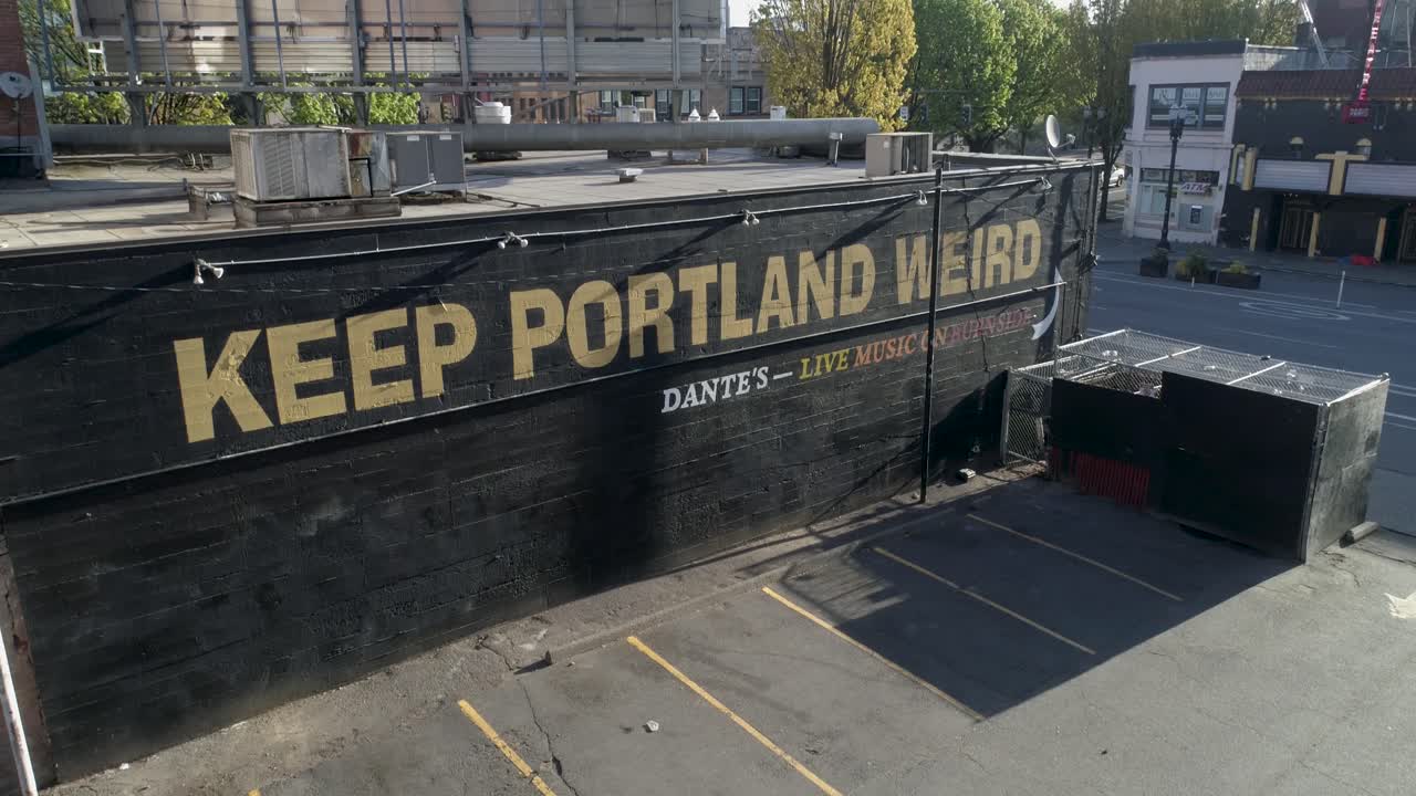 Historic Aerial Footage Of The Keep Portland Weird Sign With Empty ...