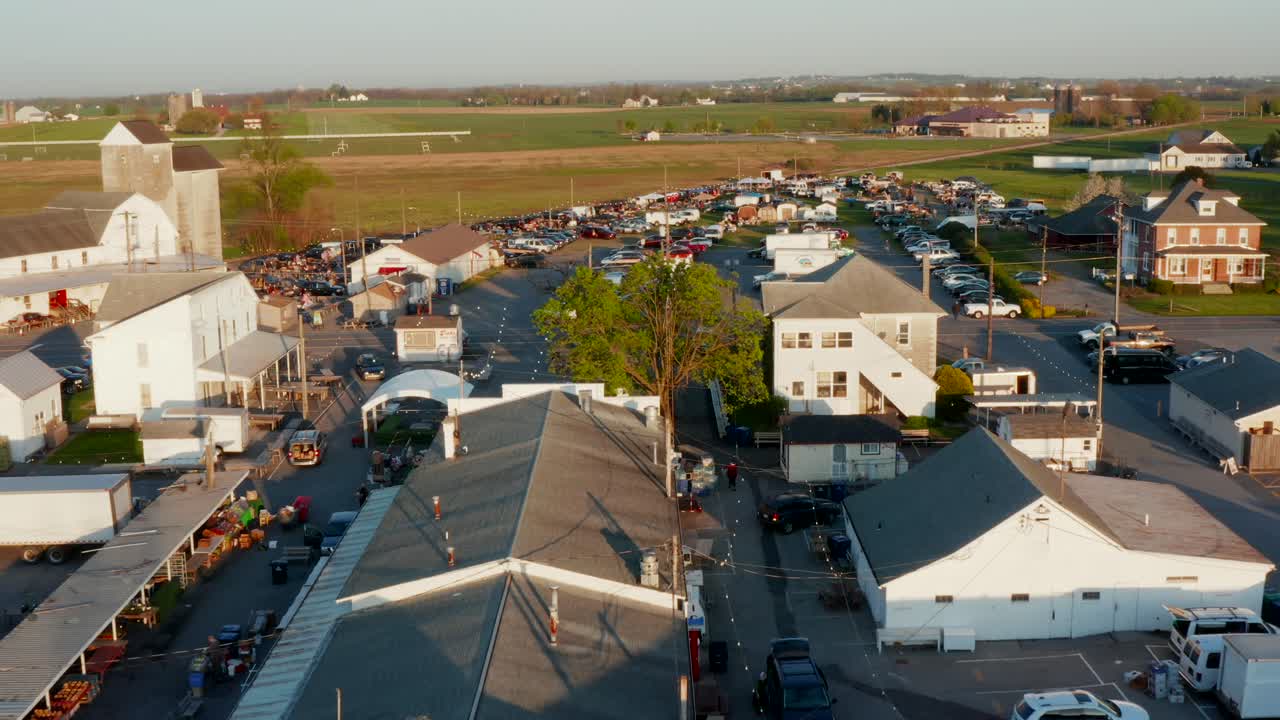 Dolly Forward Aerial Of Root's Market And Auction Free Stock Video ...